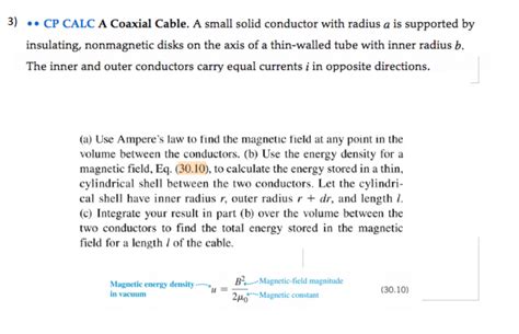 Solved 3 CP CALC A Coaxial Cable A Small Solid Conductor Chegg