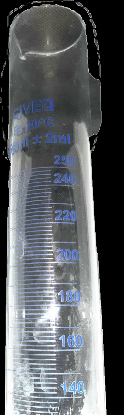 Probeta graduada de vidrio con base de plástico de 250 ml Amaro