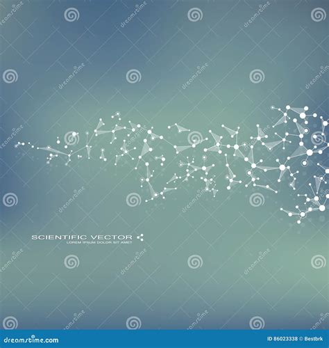 Molecule Dna And Neurons Vector Molecular Structure Connected Lines With Dots Genetic