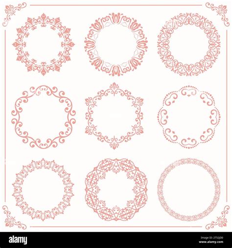 Vintage Set Of Vector Round Elements Different Elements For Design Frames Cards Menus