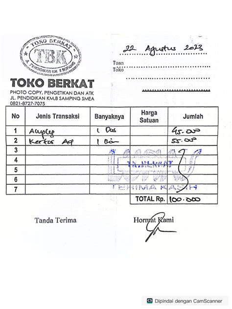 Nota Pembelian Kertas Dan Amplop Pdf