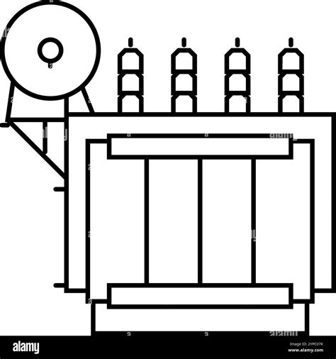 transformer electric grid line icon vector illustration stock vector