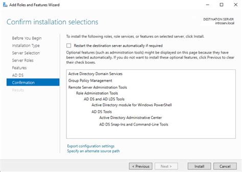 Installing Active Directory Domain Services In Server Manage Introserv
