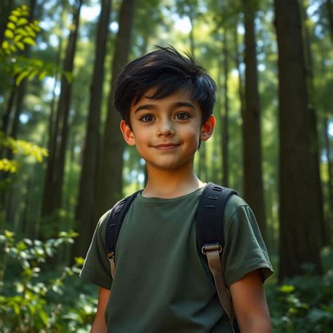 Enigmatic Boy In The Lush Green Forest