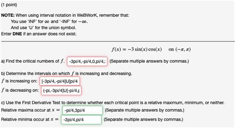 Solved Point Note When Using Interval Notation In Chegg