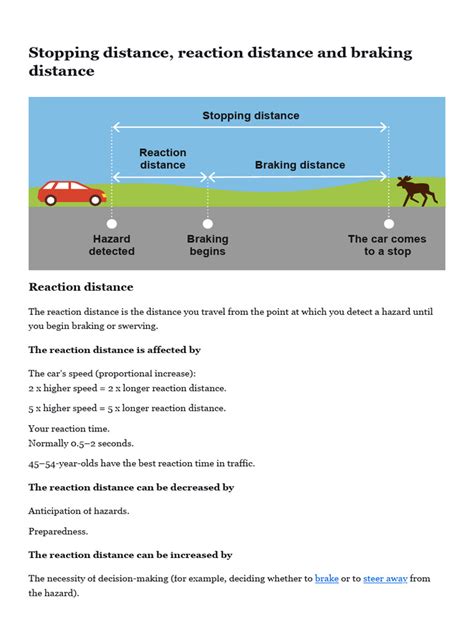 Stopping Distance Reaction Distance And Braking Distance Pdf Speed