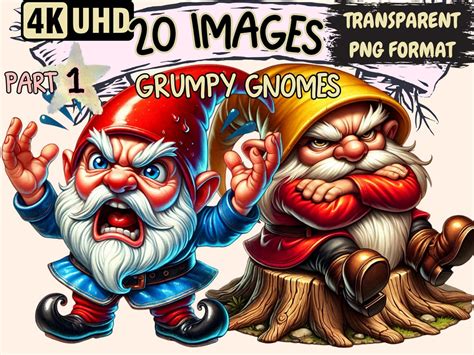 Grumpy Gnomes Clipart 20 Png Illustrations Commercial Use Digital