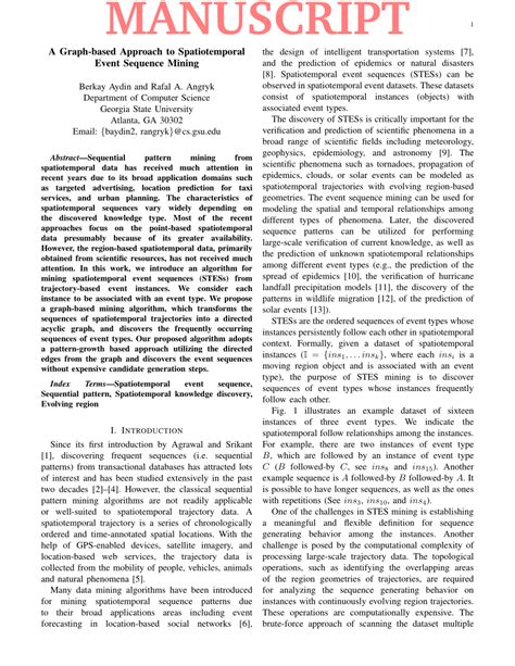 Pdf A Graph Based Approach To Spatiotemporal Event Sequence Mining