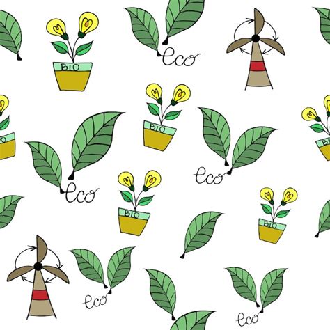 Premium Vector Seamless Ecological Pattern For Nature Conservation Electricity With Green