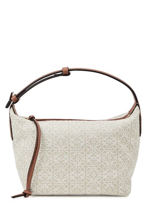 Loewe Cubi Small Logo Canvas Shoulder Bag In Natural Lyst