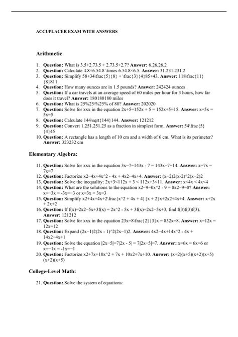 Accuplacer Exam With Answers Nsg Stuvia Us