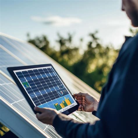 Snapshot Of A Person Checking The Performance Of Solar Panels Using
