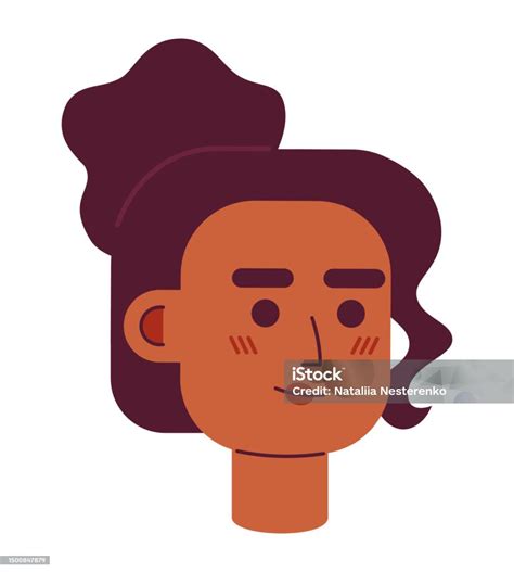 지저분한 롤빵 머리를 가진 아프리카계 미국인 사업가 반 평면 벡터 캐릭터 머리 2차 도형에 대한 스톡 벡터 아트 및 기타 이미지