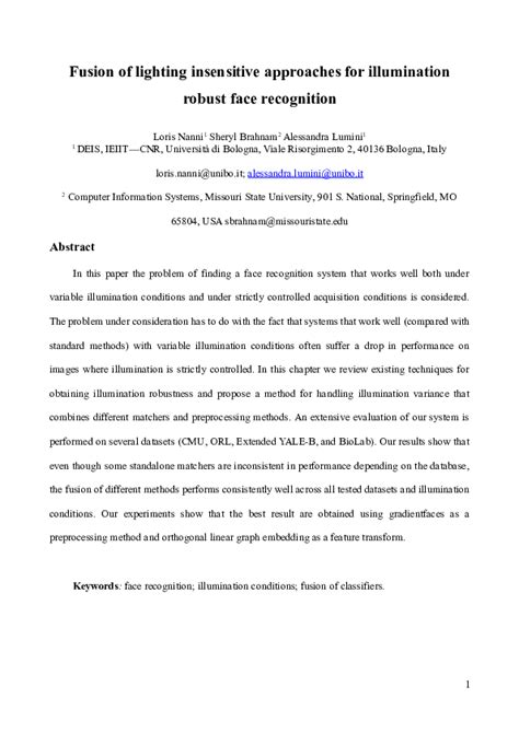 Doc Fusion Of Classifiers For Illumination Robust Face Recognition