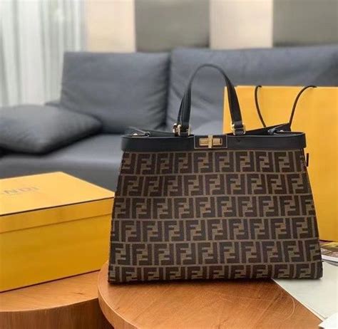 Fendi Peekaboo X Tote Brown Canvas Bag AlimorLuxury