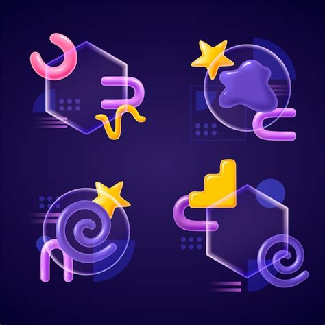 Premium Vector Abstract Shapes Realistic Mini Compositions Set