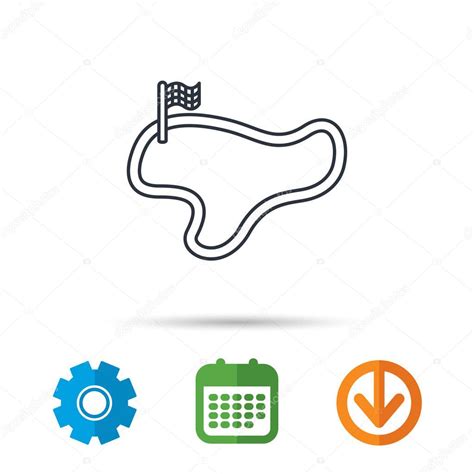 Race Track Or Lap Icon Finish Flag Sign Stock Vector Tanyastock