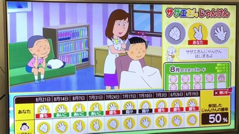 本日のサザエさんじゃんけんの結果828 Youtube