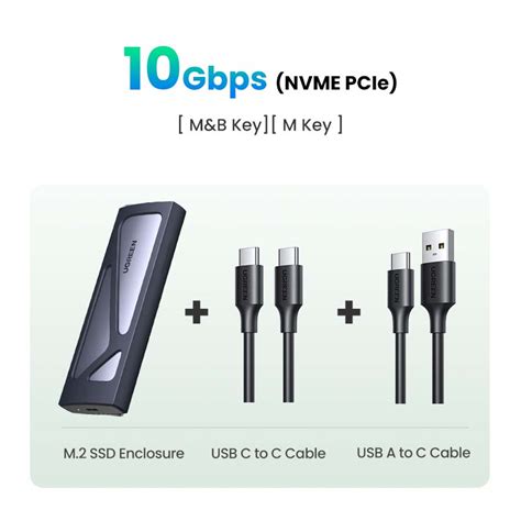 Ugreen M2 Nvme Ssd Enclosure Adapter 10gbps Usb C 32 Gen2 Tool Free