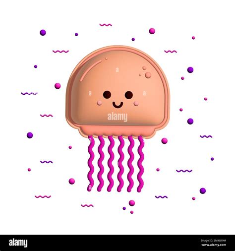 Cartoon Jellyfish D Rendering Illustration Stock Photo Alamy
