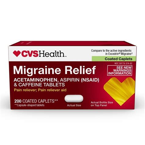Cvs Health Migraine Relief Acetaminophen Aspirin Nsaid And Caffeine