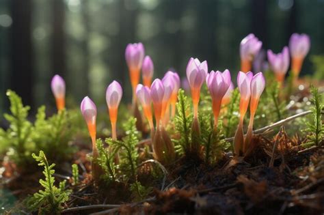 Premium Photo Fragile Crocus Sprouts New Life In Meadow Generated Ar C