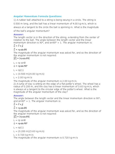 Angular Momentum Formula Questions Pdf Home And Garden