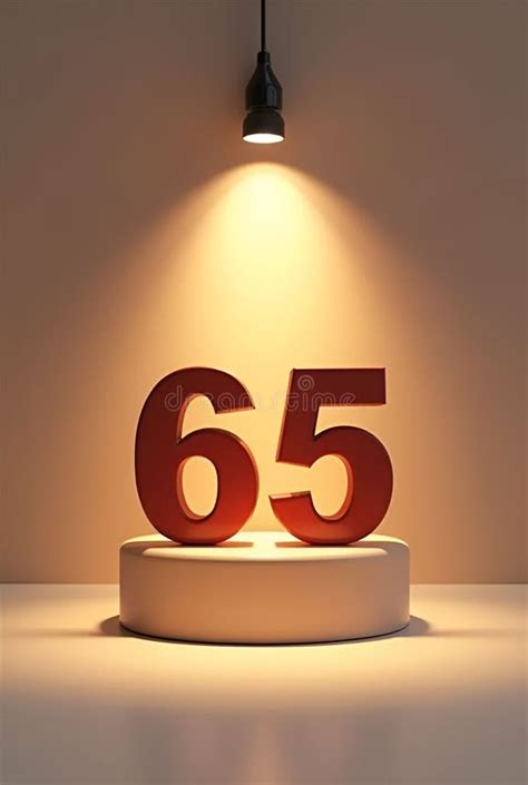 Number 65 In Spotlight On Display Podium Stock Illustration