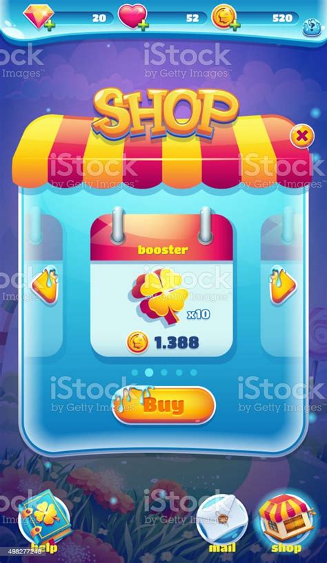 달콤함 세계 모바일 Gui 쇼핑하다 화면 비디오 웹 게임 2015년에 대한 스톡 벡터 아트 및 기타 이미지 2015년 가리키기 굽기 Istock