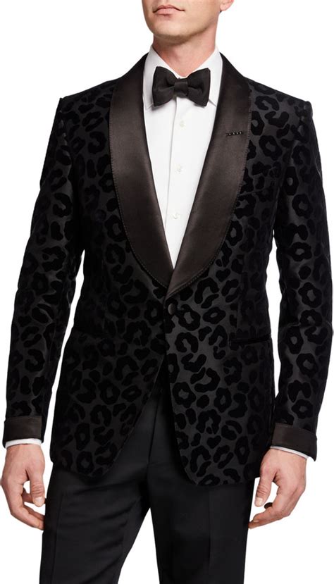 Tom Ford Mens Peak Lapel Leopard Flock Shelton Dinner Jacket Shopstyle Sport Coats And Blazers