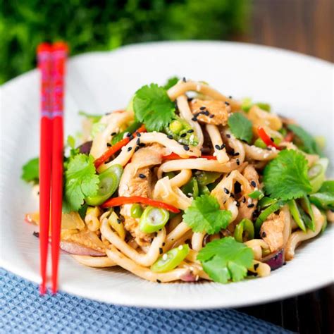 Ginger Chicken Udon Noodles Stir Fry Krumpli