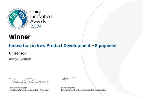 Unisensor Proud Winner Of The Idf Dairy Innovation Awards 2024