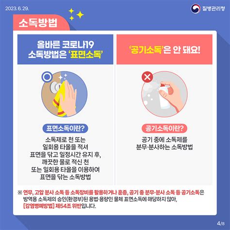 안전하고 올바른 코로나19 소독방법 카드뉴스 홍보자료 알림·자료 질병관리청