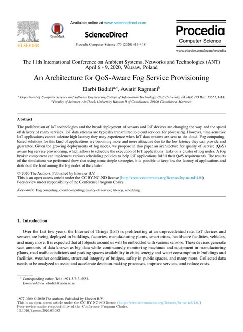 Pdf An Architecture For Qos Aware Fog Service Provisioning