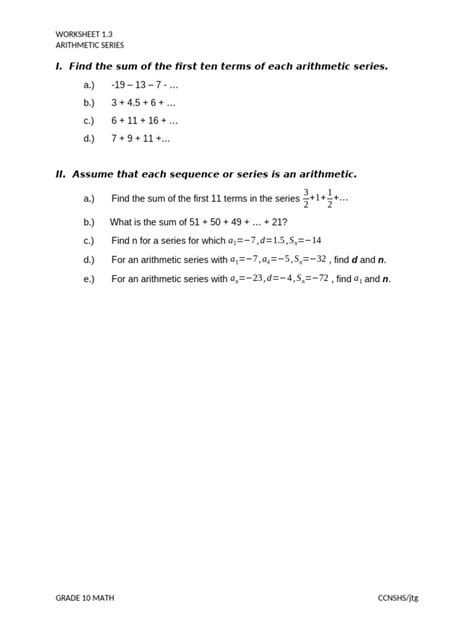W1 3 Arithmetic Series Pdf