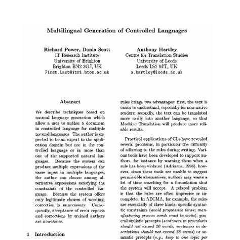 Multilingual Generation Of Controlled Languages Acl Anthology