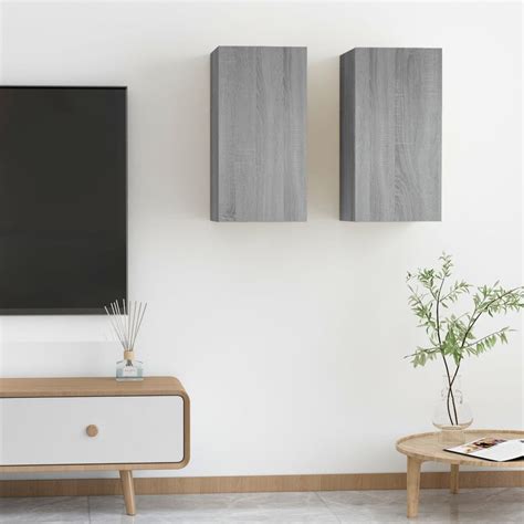 vidaXL Szafki pod telewizor 2 szt szary dąb sonoma 30 5x30x60 cm