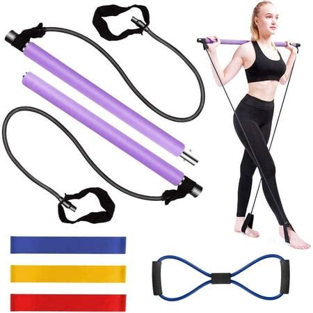 Portable Pilates Bar Kit Pilates Stick With Foot Loop Chest Expander