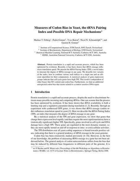 Pdf Measures Of Codon Bias In Yeast The Trna Pairing Index And