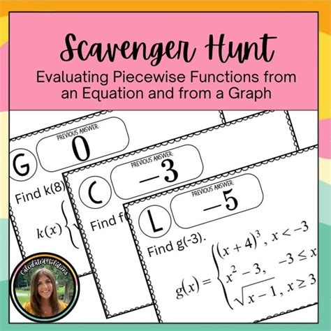 Evaluating Piecewise Functions Scavenger Hunt By Calculatedsolutions