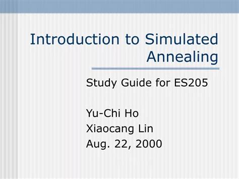 Ppt Introduction To Simulated Annealing Powerpoint Presentation Free Download Id439489