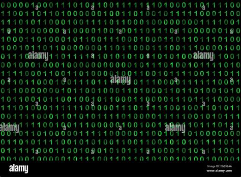 Binary Code Grid From Bright Green Digits On Black Background Matrix
