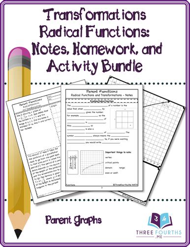 Transformations Of Radical Square Root Functions Bundle Teaching Resources