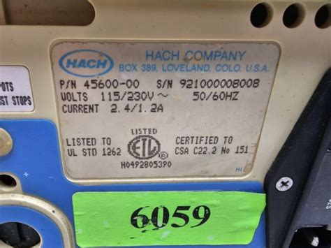 Hach Model 45600 00 Cod Reactor Sn 921000008008 Bldg Loc 1 This Lot
