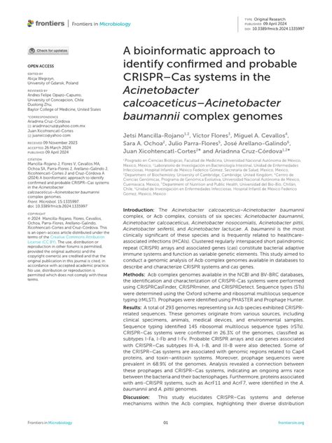 A Bioinformatic Approach To Identify Confirmed And Probable Crisp Cas Systems In The