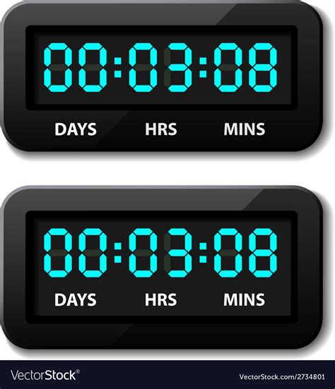 Glowing Digital Counter Countdown Timer Vector Image