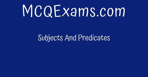 Subjects And Predicates