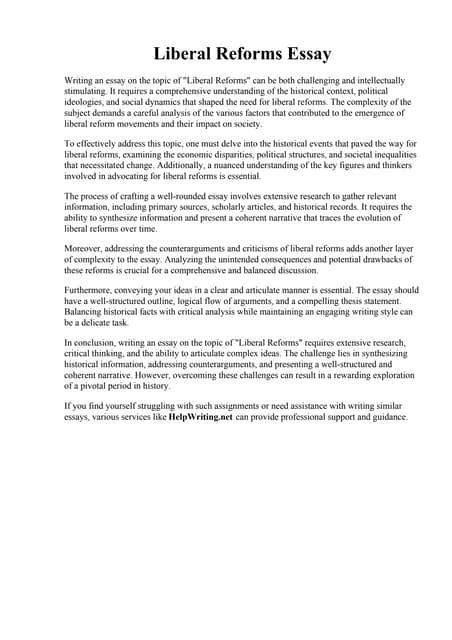 Liberal Reforms Essaypdf