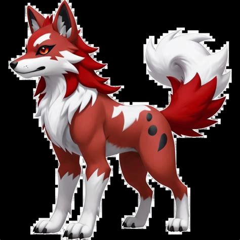 Shiny Red Anthro Furry Lycanroc Midnight Form Full Body Emoji Ai