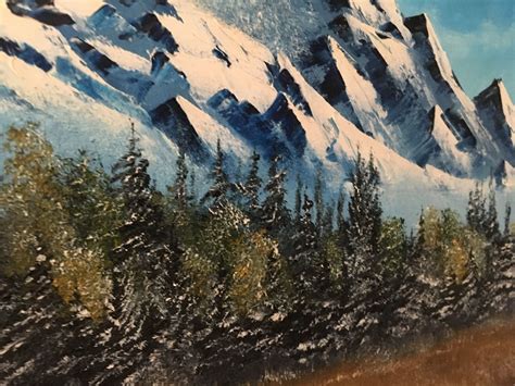 Snow Capped Mountain Scene Painting By Pollynana On Etsy Mountain